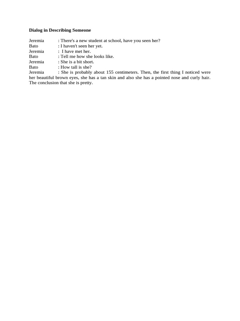 Dialog in Describing Someone | PDF