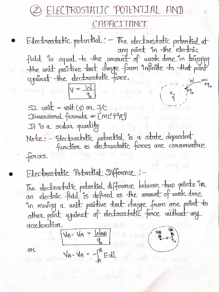 Electrostatic Potential & Capacitance | PDF