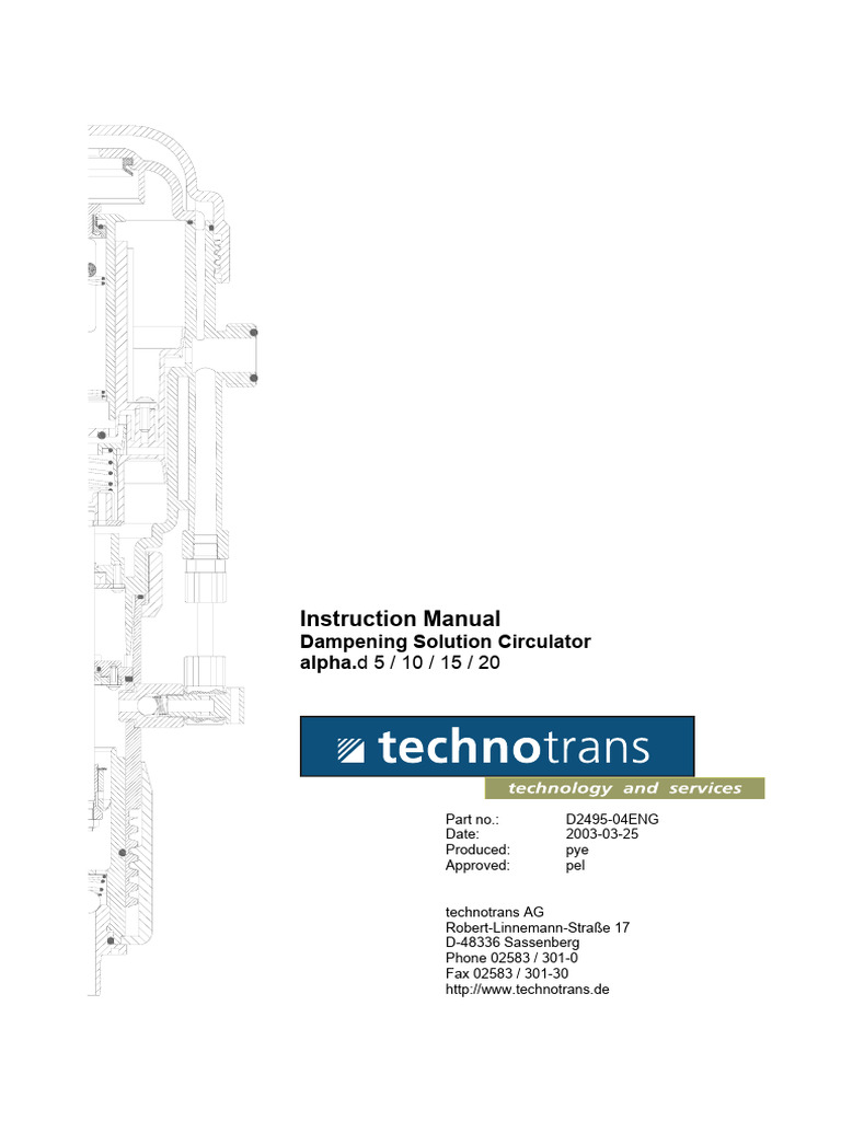 Technotrans Alpha D Instruction Manual | PDF | Safety | Pump