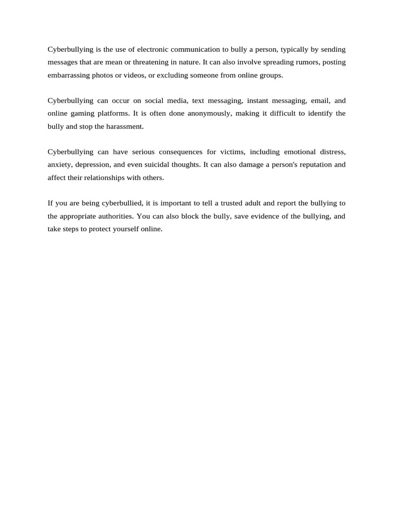 Cyberbullying Is The Use of Electronic Communication To Bully A Person ...