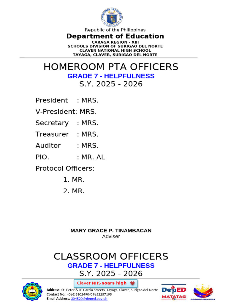 Officers Template 2025 | PDF