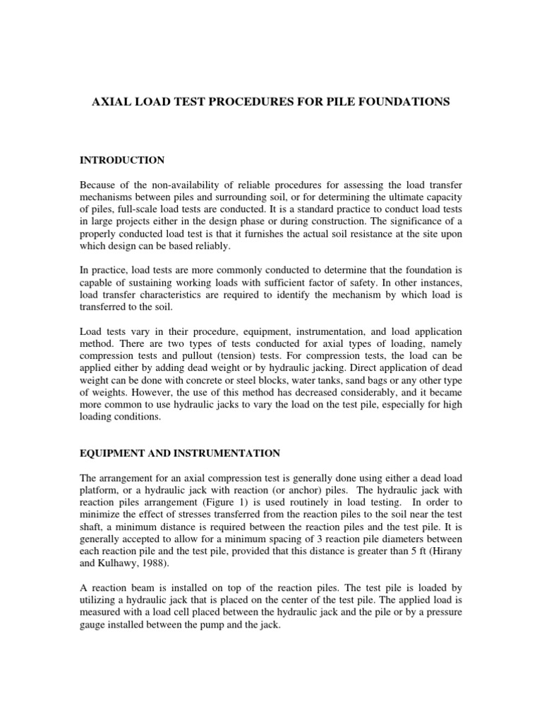 Axial Load Test Procedures For Pile Foundations | PDF
