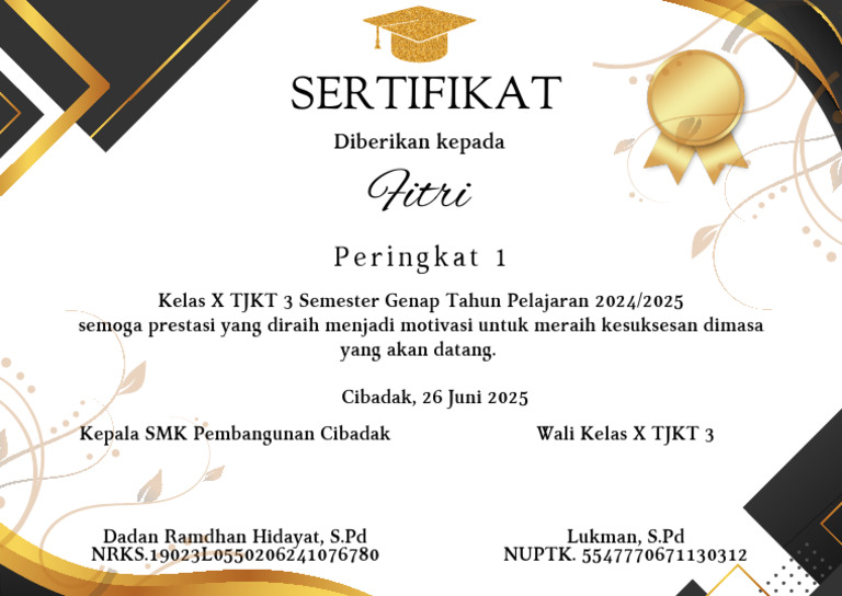 Hitam Dan Emas Mewah Piagam Penghargaan Sertifikat | PDF