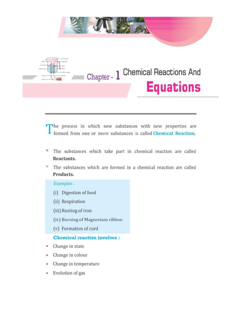 Chemical Reactions and Equations Notes | PDF