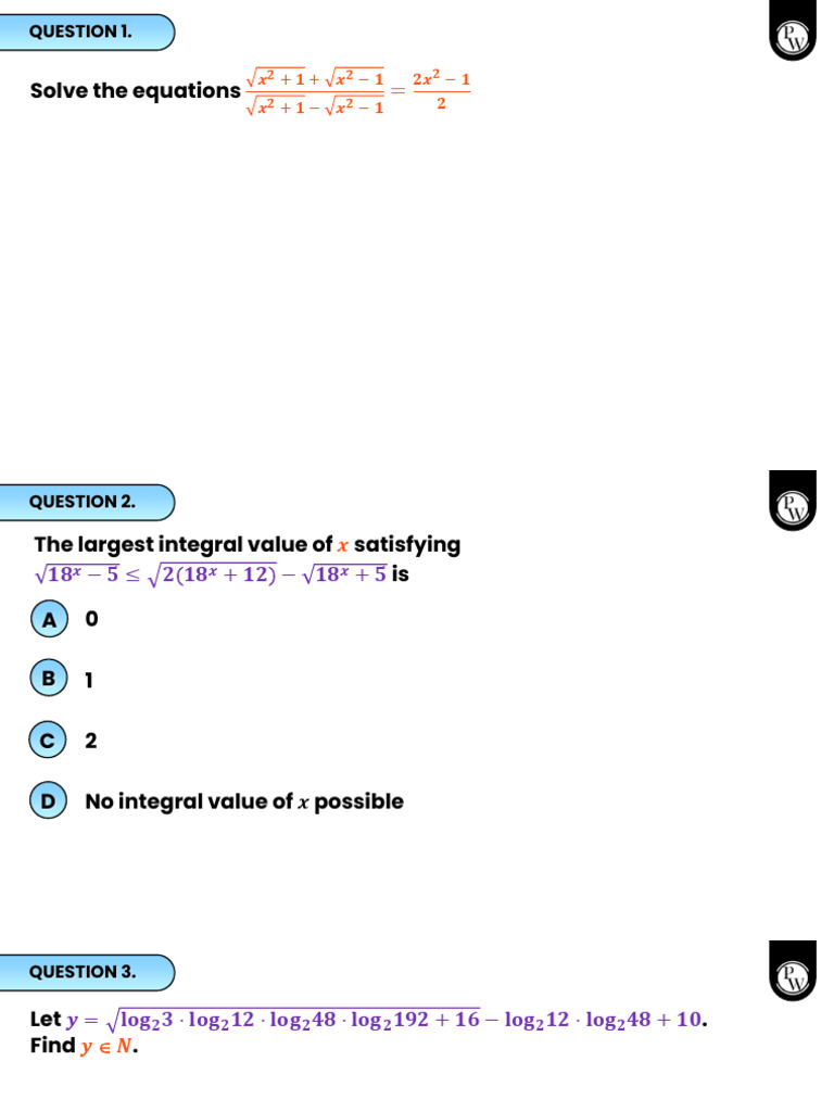 684af8ff5bc7b01931ab3cec - JEE Advanced Practice Sheet Basic Mathematics-Invert | PDF ...