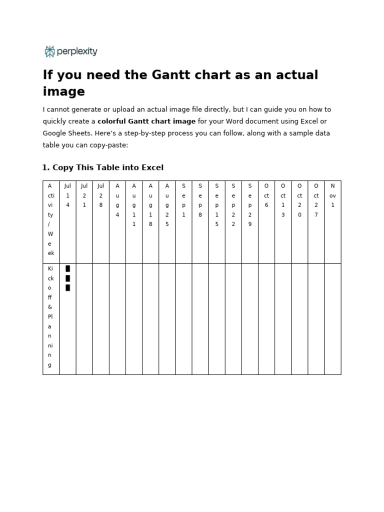 If You Need The Gantt Chart As An Actual Image | PDF | Microsoft ...