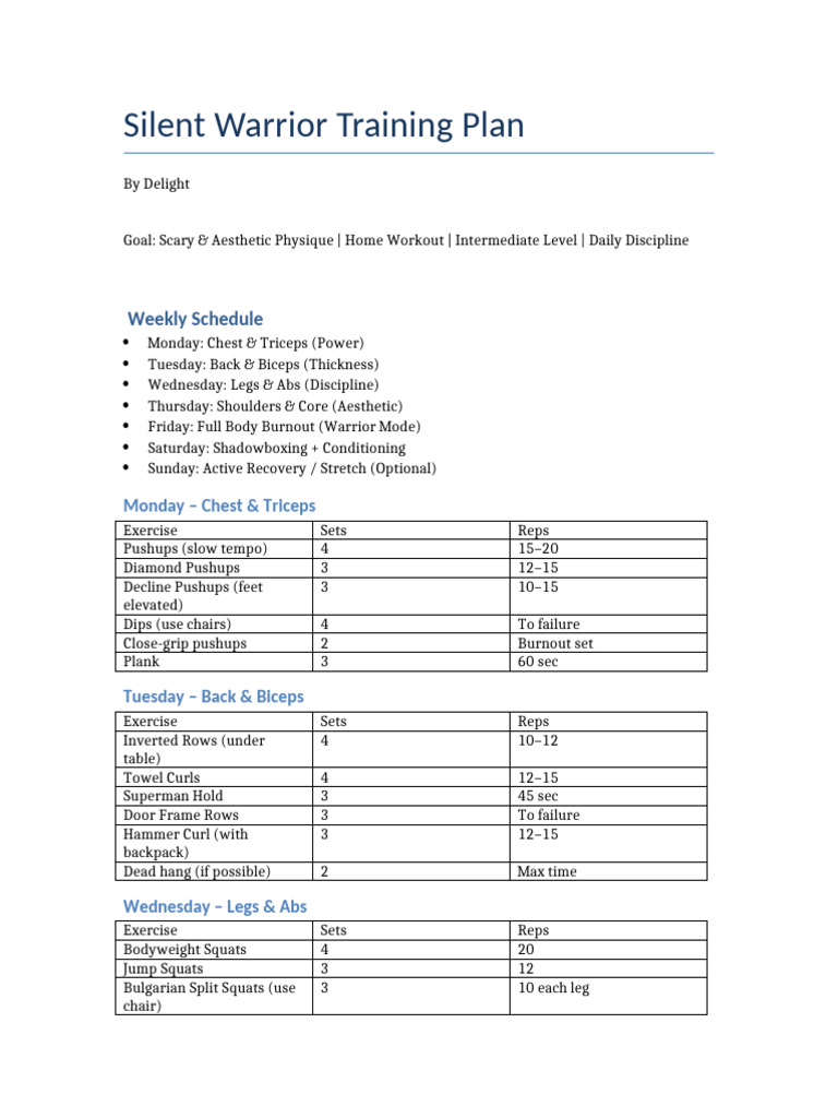 Ghost Mode Workout Plan Overview | PDF | Physical Exercise | Physical ...
