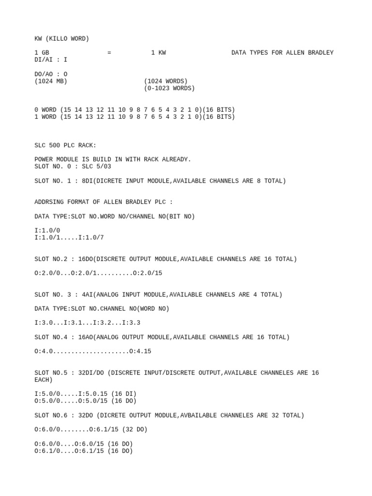 Allen Bradley PLC Addressing Guide | PDF