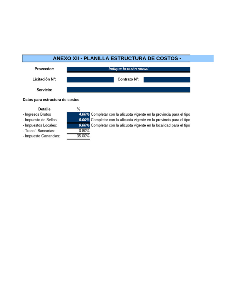Planilla de Costo Modelo | PDF | Salario | Relaciones laborales