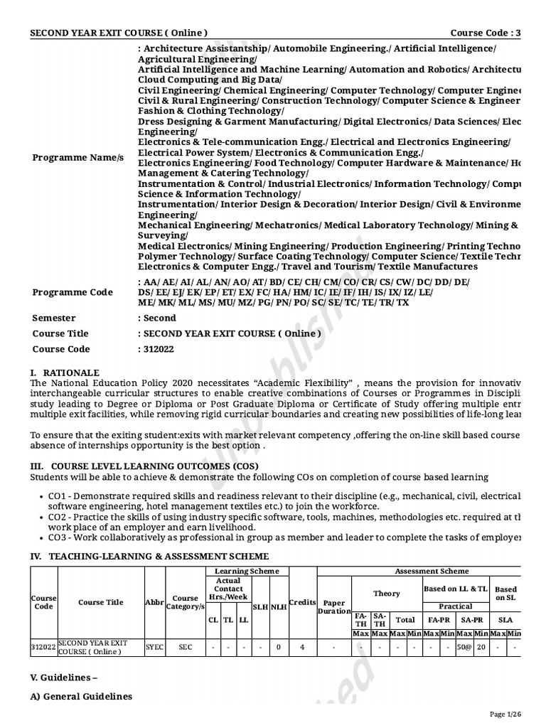 312022-Second Year Exit Course (Online) | PDF | Engineering | Machine ...