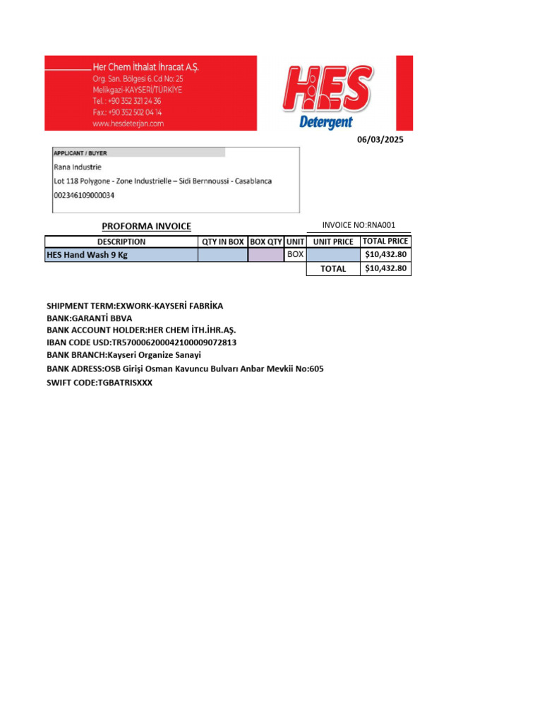 Rana Proforma 030625 | PDF