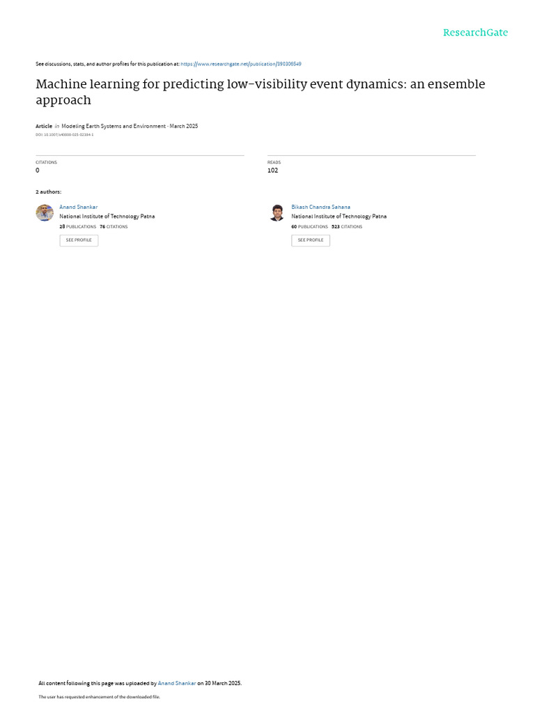 Machine Learning For Predicting Low-Visibility Event Dynamics: An Ensemble Approach | PDF ...
