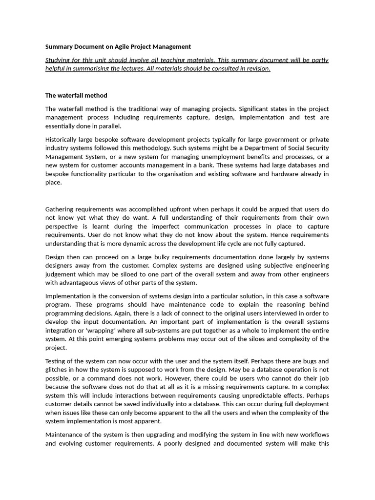 Week3:4 Summary of The Agility Lectures 1402 | PDF | Agile Software Development | Software ...