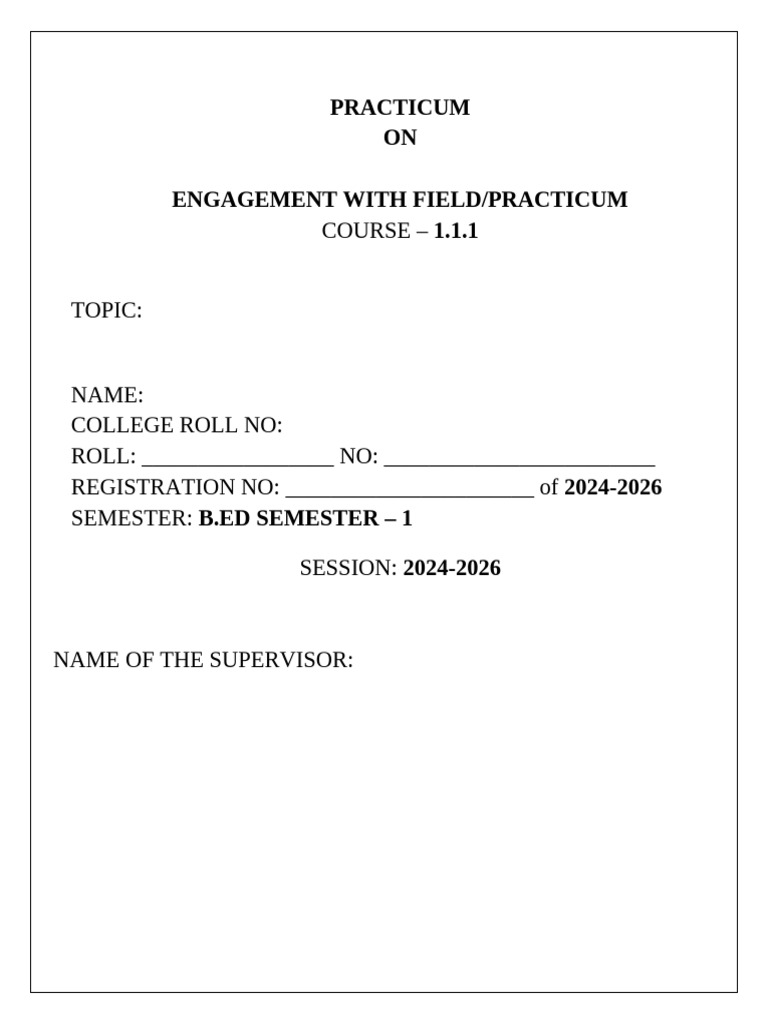 Practicum Front Pages | PDF