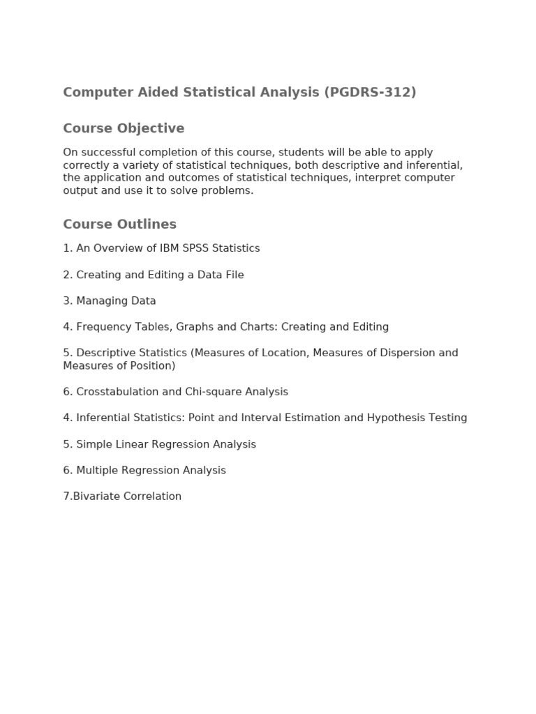 Computer Aided Statistical Analysis | PDF