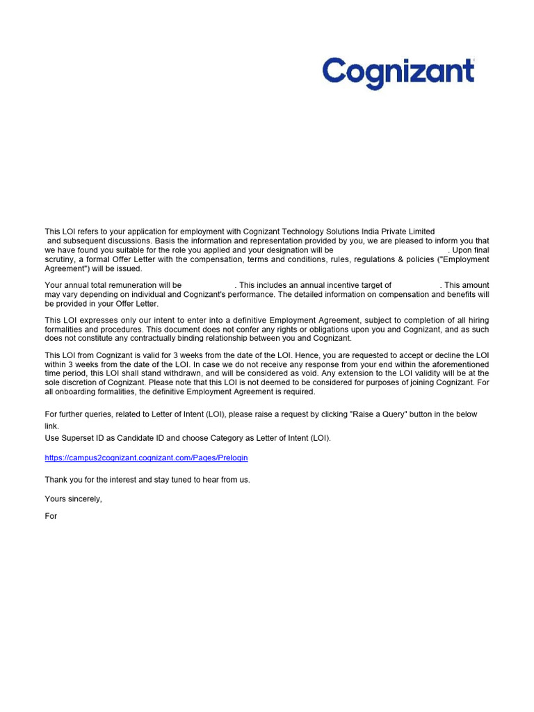 Letter of Intent (LOI) : Superset ID: 1211665 | PDF