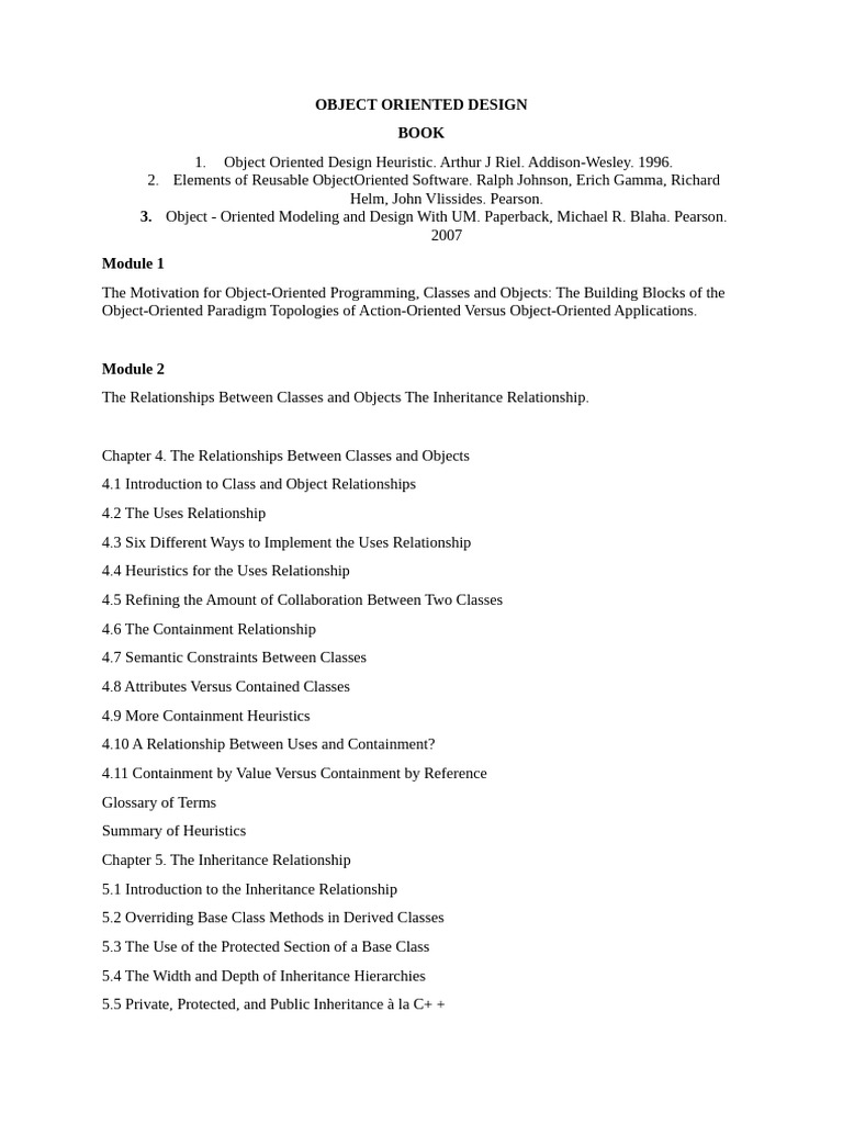 Object Oriented Design - Syllabus | PDF | Class (Computer Programming) | Inheritance (Object ...