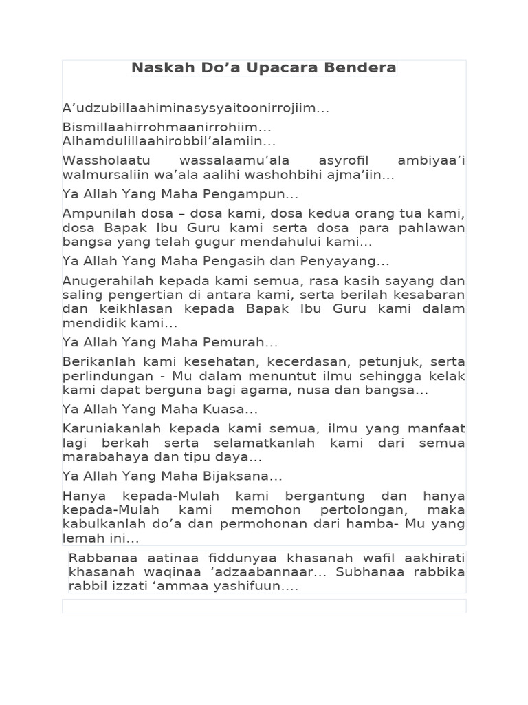 Naskah Doa Upacara Bendera | PDF