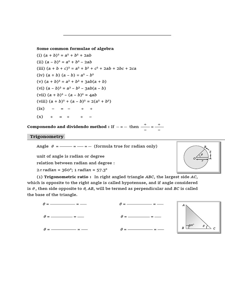 Trigonometry Formula Sheet | PDF | Trigonometry | Trigonometric Functions