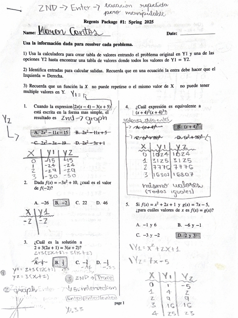 Regents Package #1 | PDF