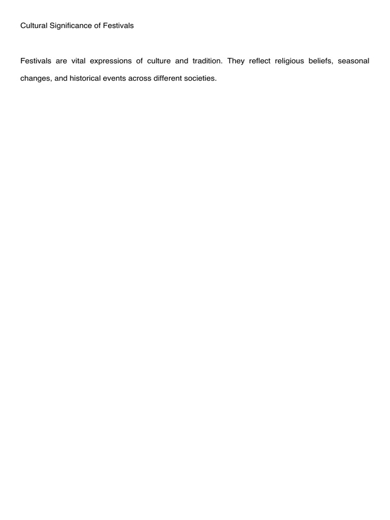 Cultural Significance of Festivals | PDF