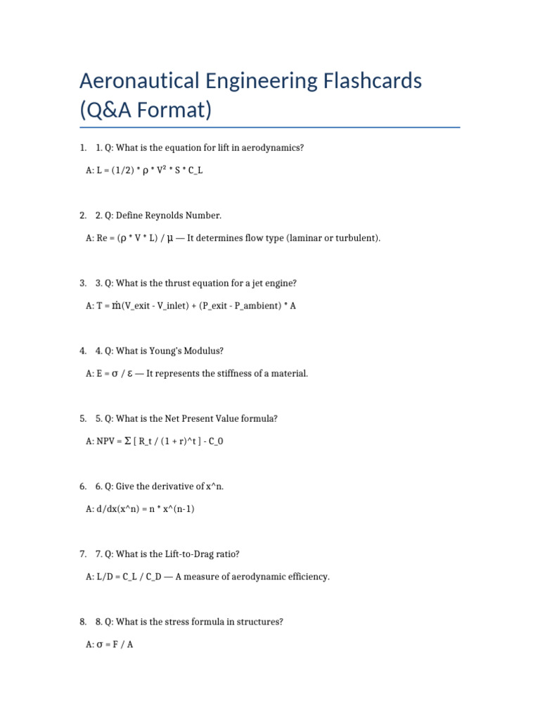 Aero Engineering Flashcards | PDF
