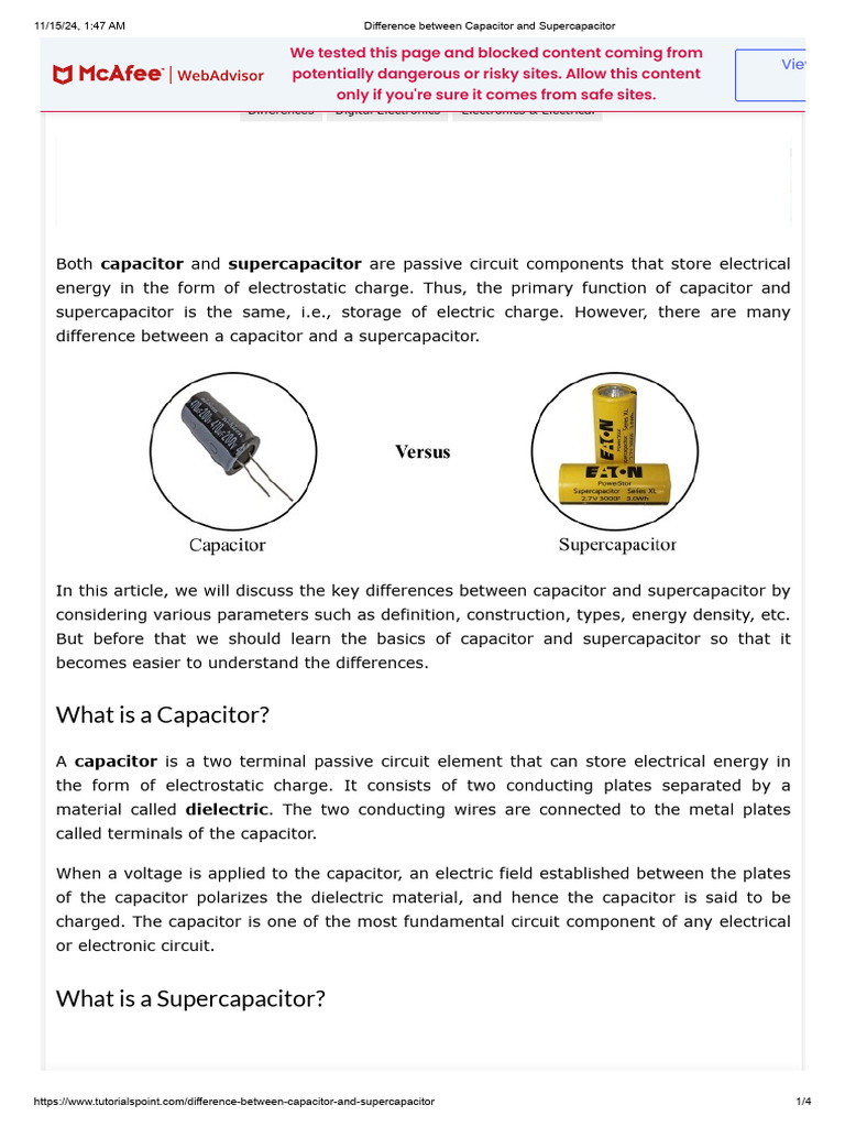 Capacitor and Supercapacitor | PDF | Capacitor | Capacitance