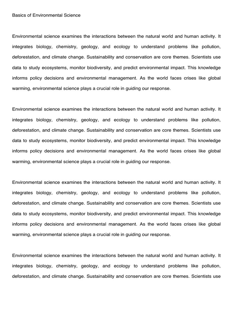 Basics of Environmental Science | PDF | Environmental Science ...