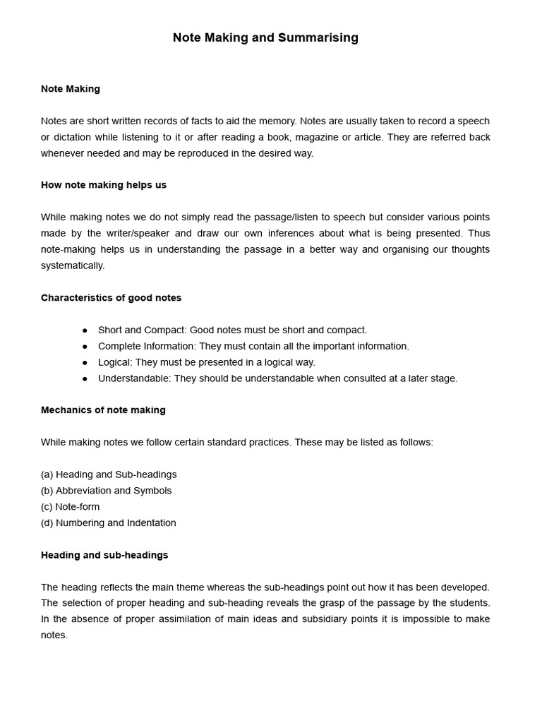 Juniors Note Making and Summarising | PDF | Oxygen | Titanium Dioxide
