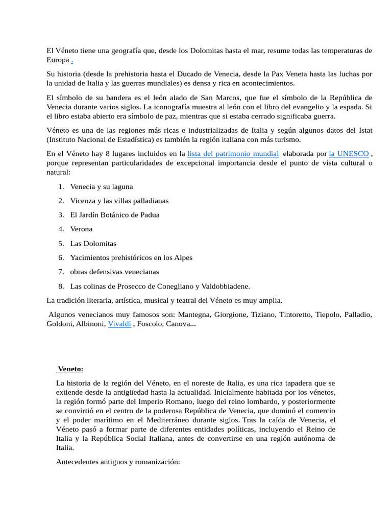 Historia y cultura del Véneto | PDF | Veneto | República de venecia