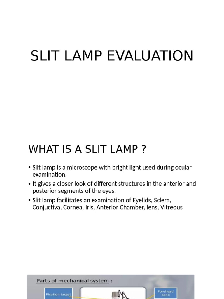 Slit Lamp Examination | PDF | Cornea | Electromagnetic Spectrum