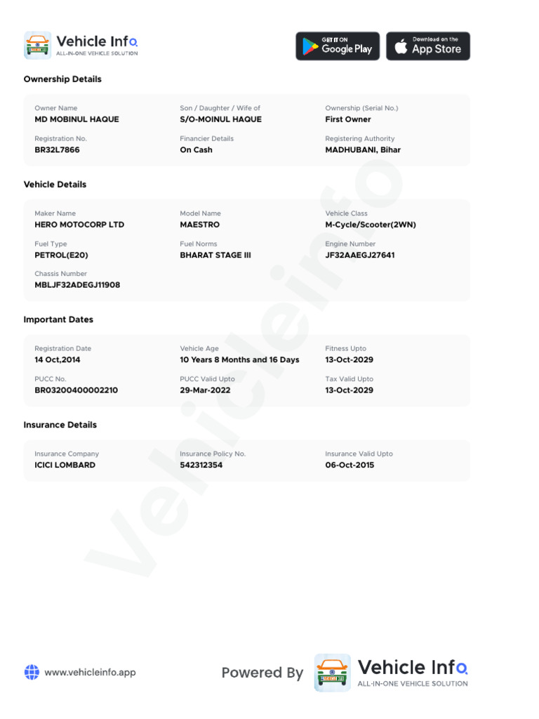 Vehicle Ownership and Details Report | PDF