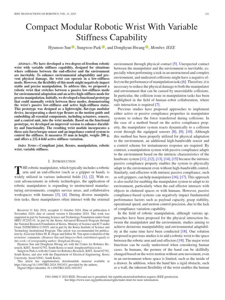 Variable Stiffness Robotic Wrist Design | PDF | Robotics | Prosthesis