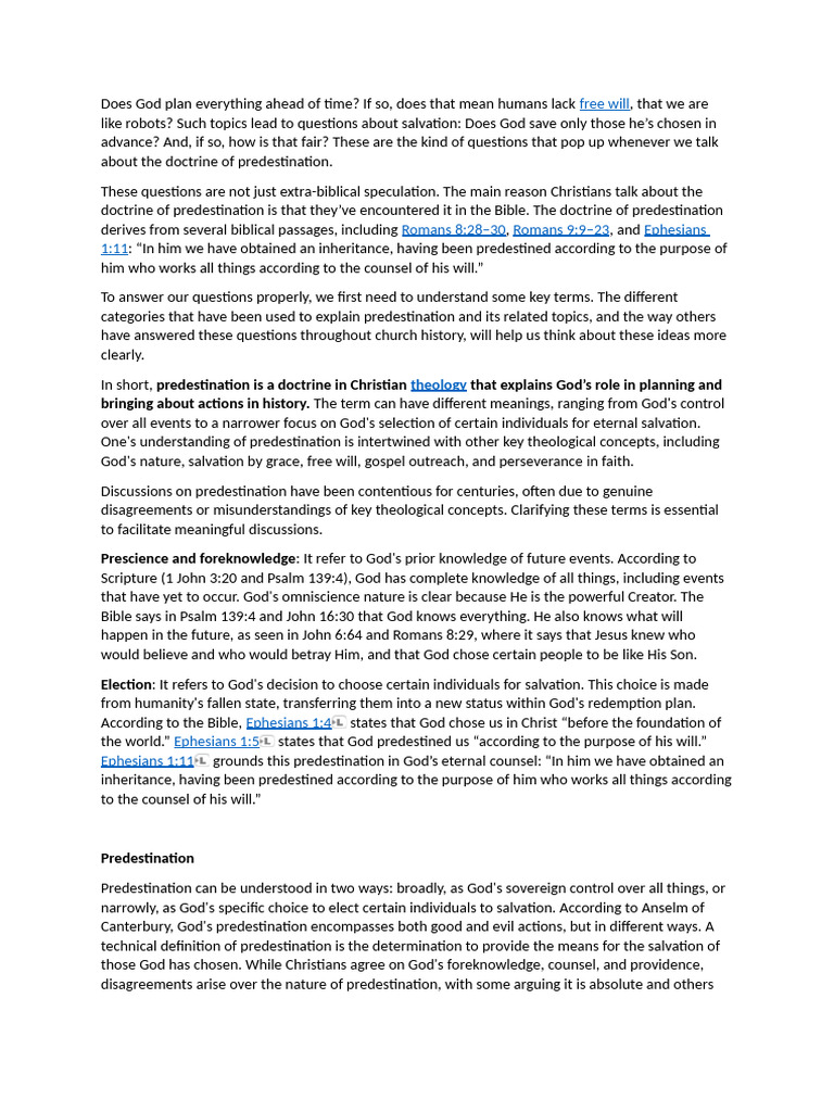 Understanding Predestination in Christianity | PDF | Predestination ...
