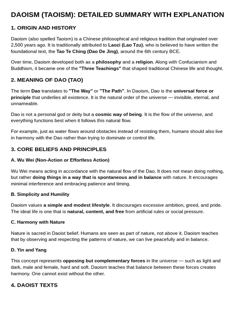Overview of Daoism Principles and Practices | PDF | Tao | Laozi