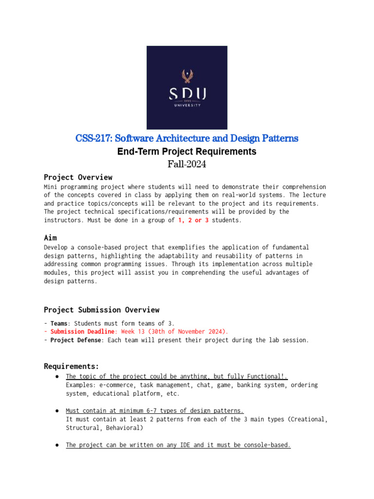 CSS-217 - Software Architecture | PDF | Software Development | Computer ...