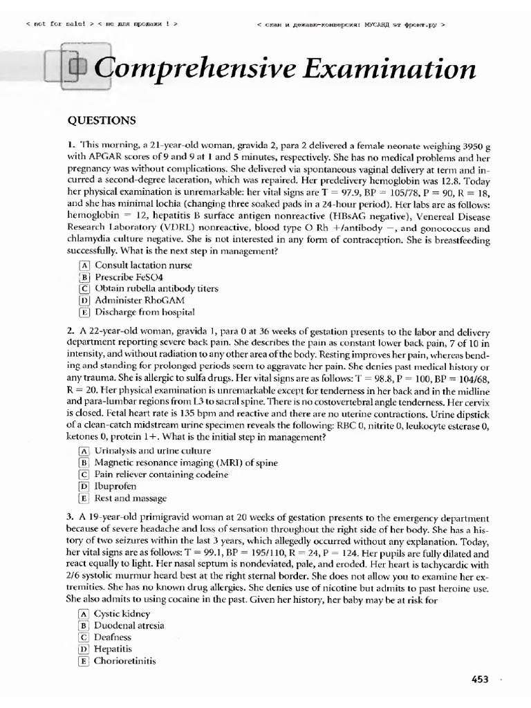 NMS Obs - Gyn 5ed Exam Practice | PDF