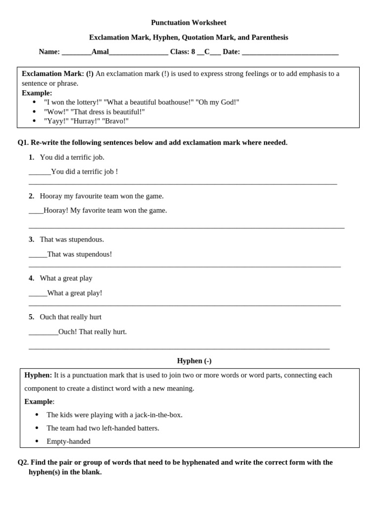 Grade 2 Punctuation Worksheet | PDF | Quotation Mark | Punctuation