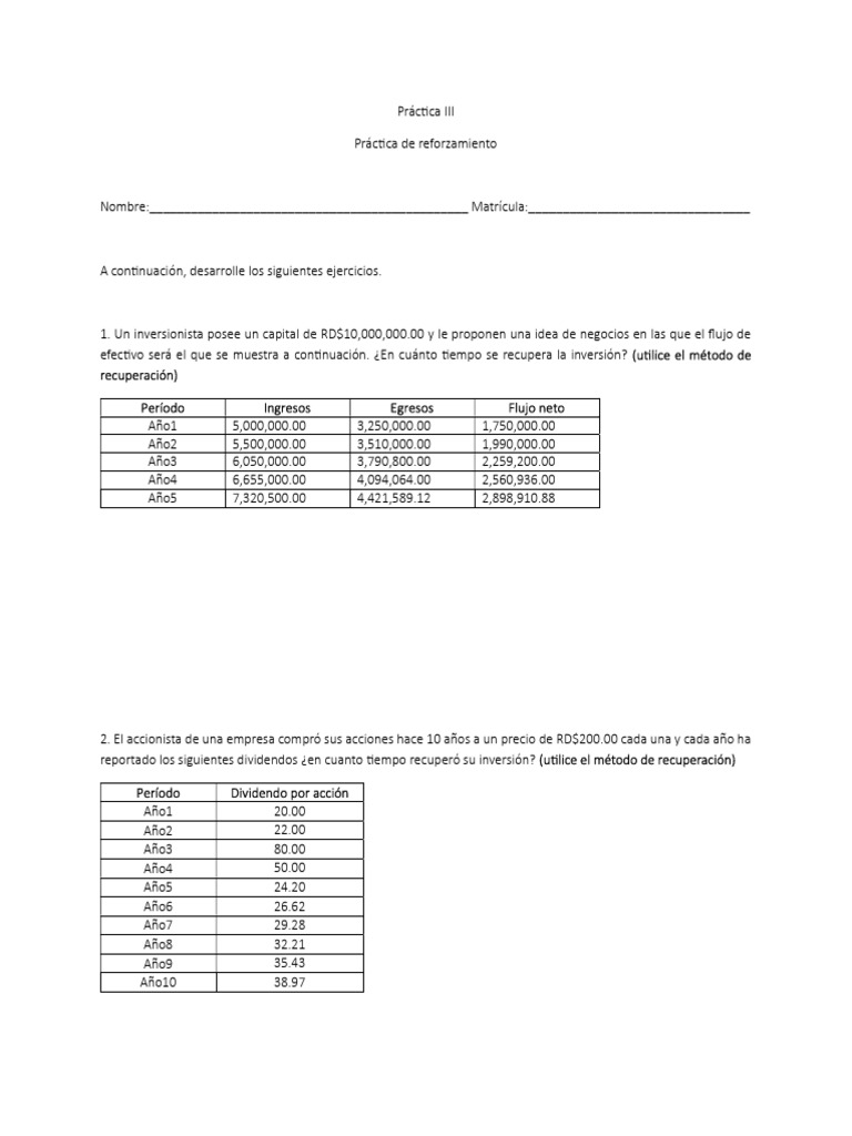 Práctica III | PDF | Compartir (Finanzas) | Dinero