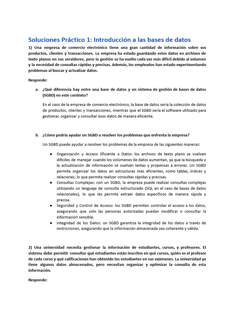 Soluciones TP 1 - Introducción A Las Bases de Datos | PDF | Bases de datos | SQL
