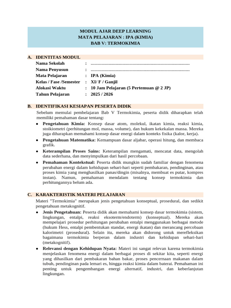 Modul Bab V Termokimia | PDF