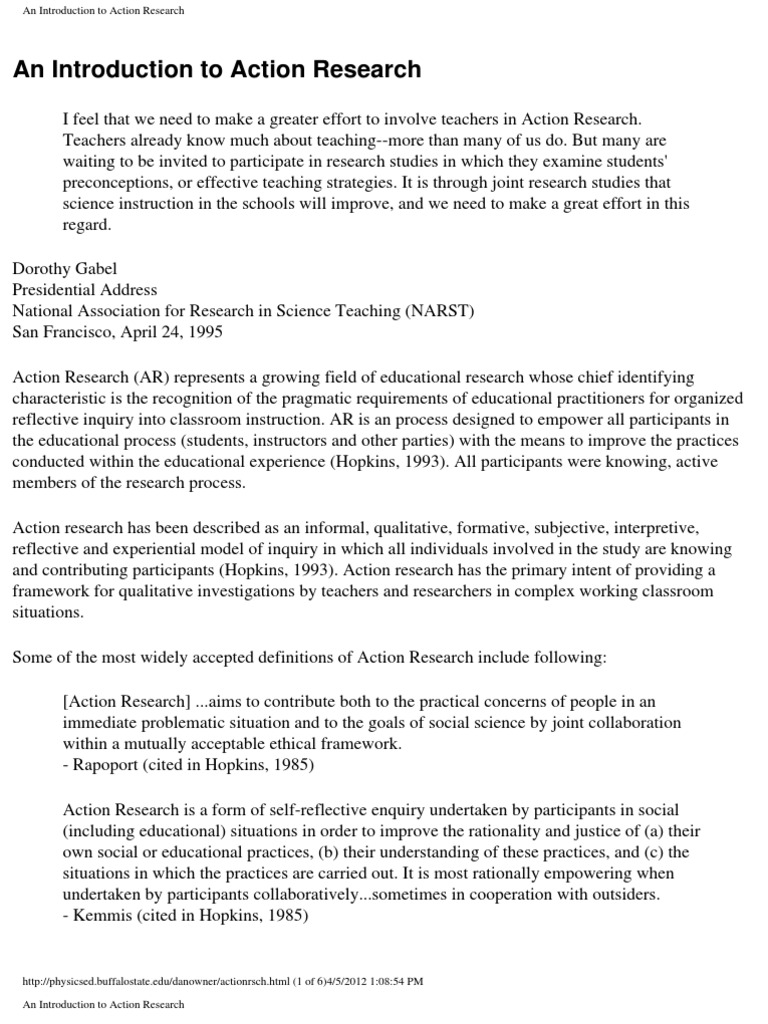 An Introduction To Action Research | PDF | Action Research | Inquiry
