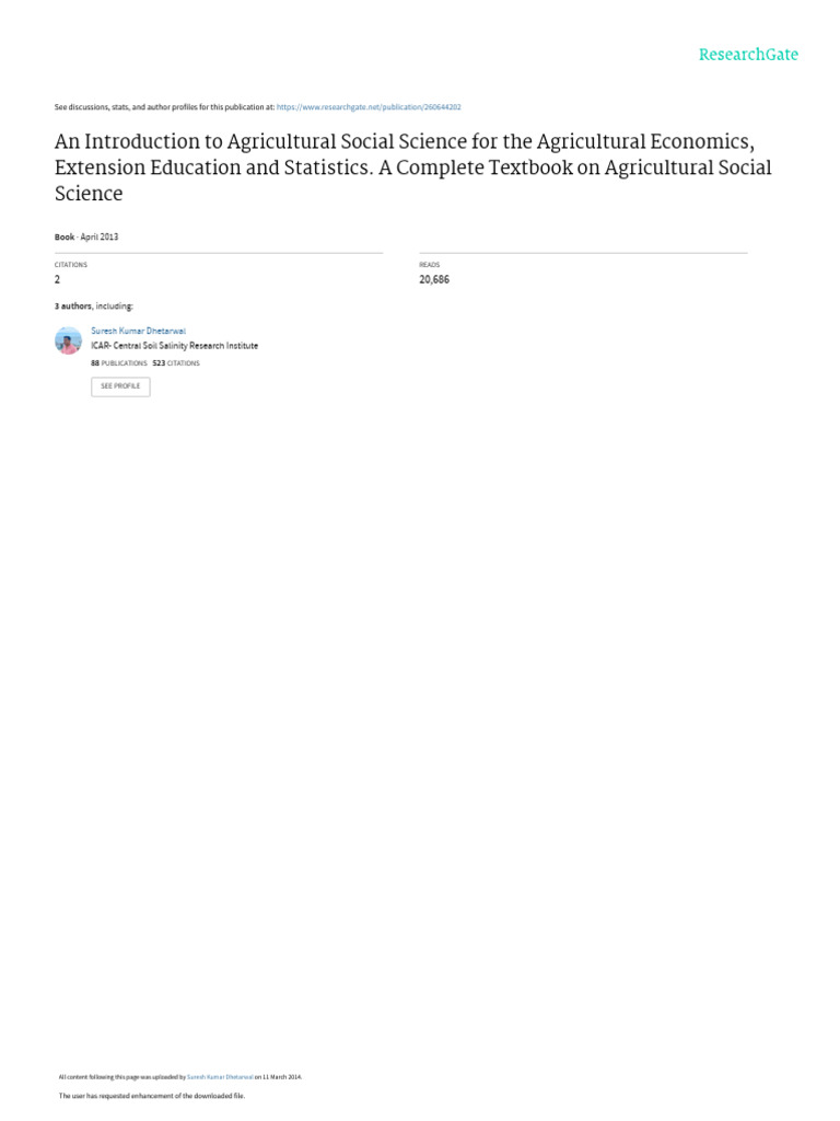 Introduction to Agricultural Social Science | PDF