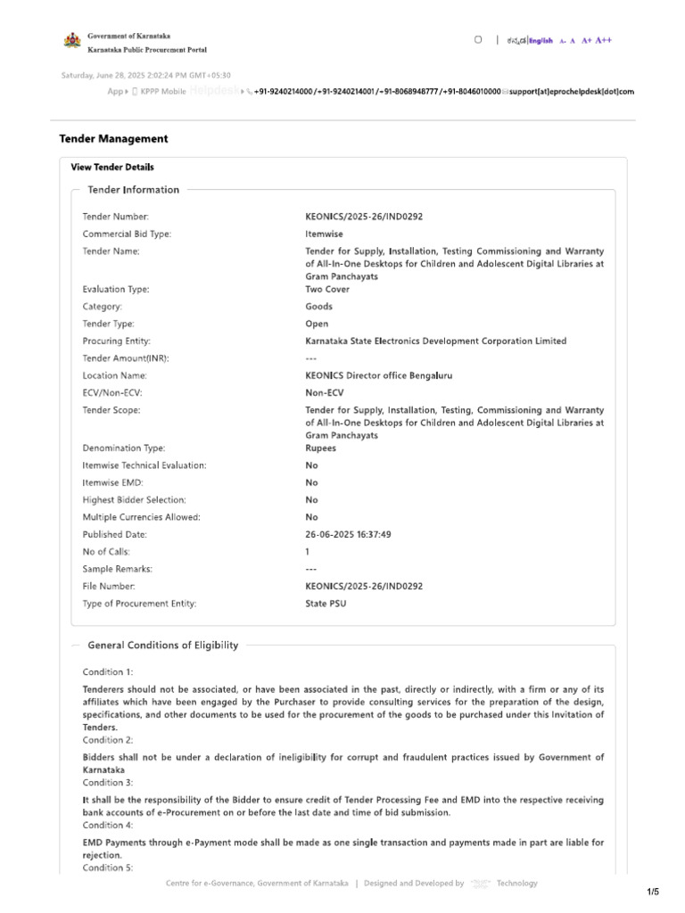 Nit Keonics Tender | PDF