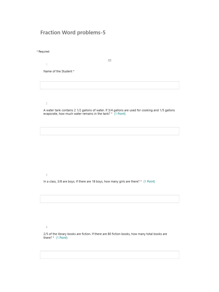 Fraction Word Problems-5 | PDF