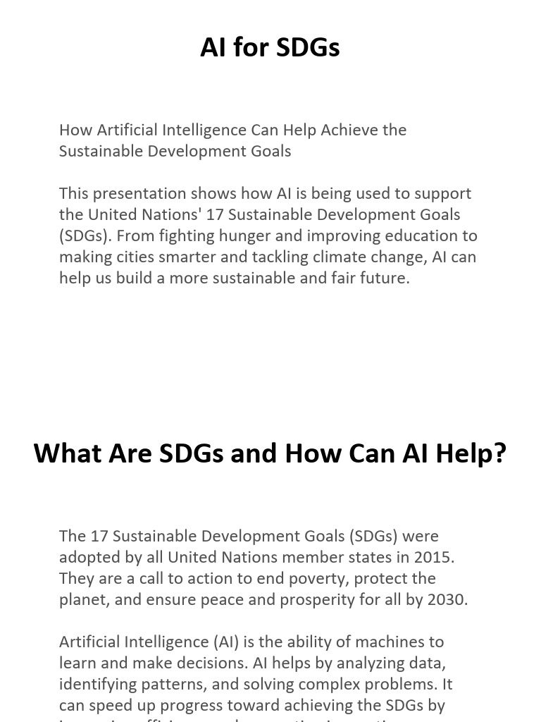 AI's Role in Achieving SDGs | PDF | Artificial Intelligence ...