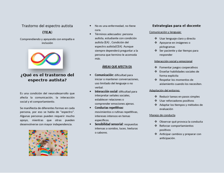 Trastorno Del Espectro Autista Infografia | PDF | Autismo | Comportamiento
