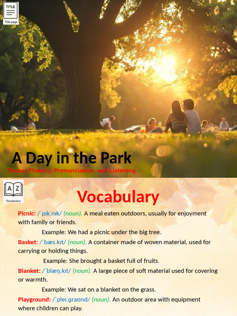 Lesson 1 - A Day in The Park | PDF