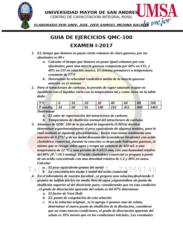 Ejercicios Propuesta Quimica 100 | PDF | Concentración | Gases
