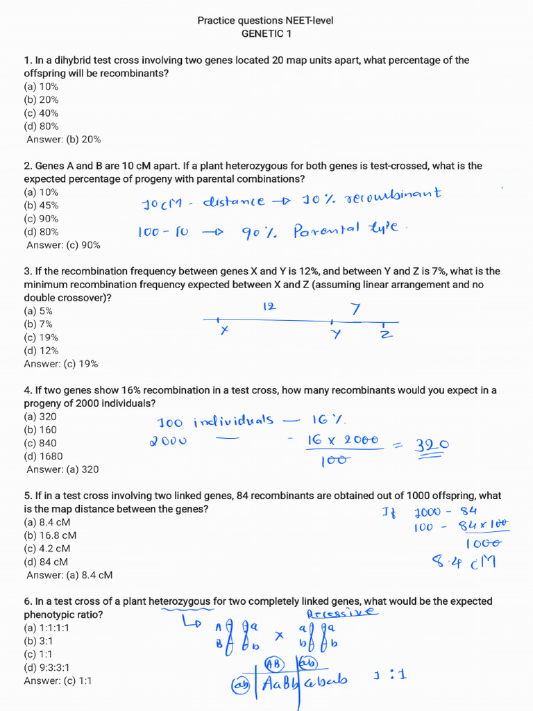 Ratio, Calculative MCQ Genetic 1 | PDF